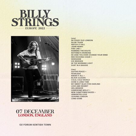 Billy Strings Live Concert Setlist at O2 Forum Kentish Town, London, GB ...
